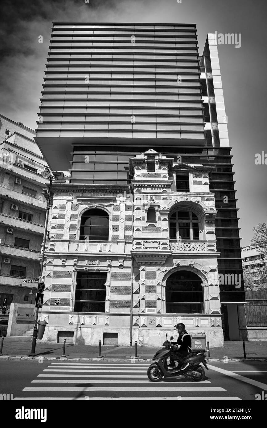 Old town buildings blue Black and White Stock Photos & Images - Alamy