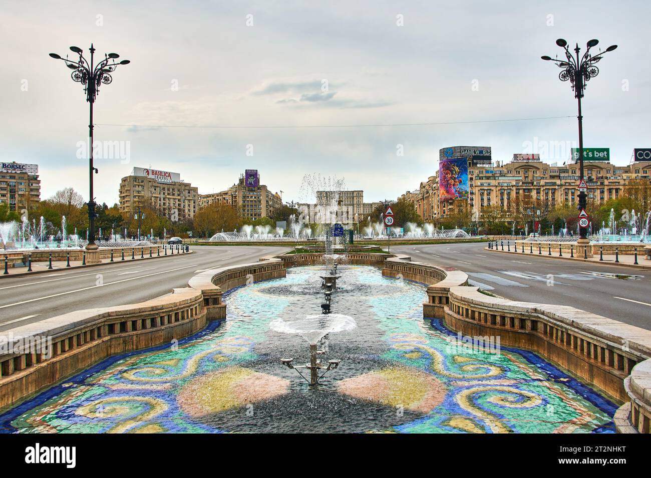 the fountains from Unirii Square in Bucharest Stock Photo - Alamy
