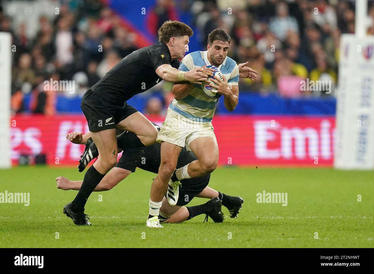 Argentina's Juan Mallia is brought down during the Rugby World Cup 2023 ...