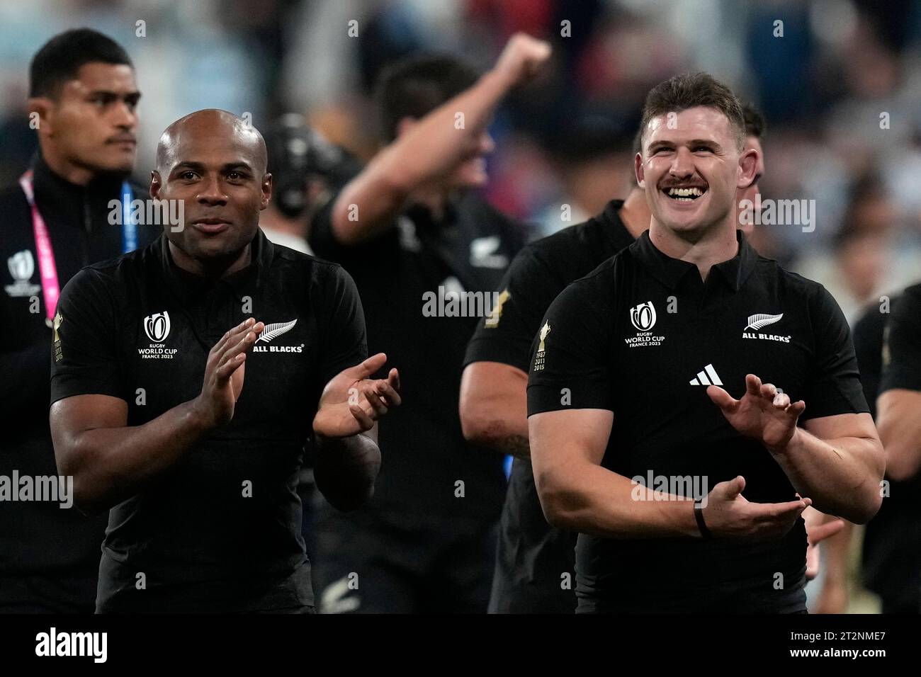 New Zealand's Mark Telea, left, and New Zealand's Dalton Papali'i ...