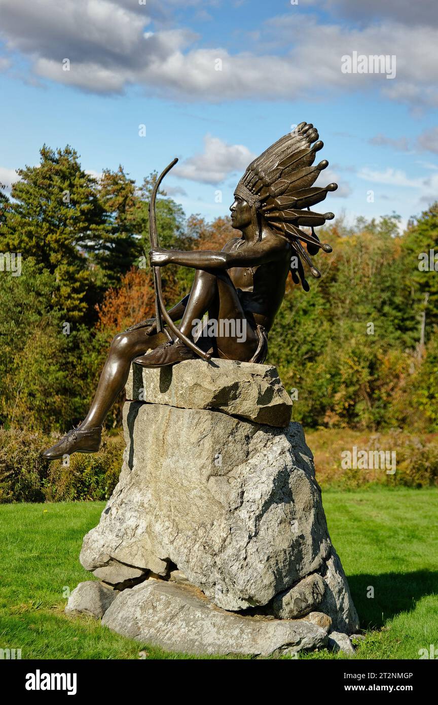 A beautiful sculpture of a Native American Wopeen "The Dreamer" stands ...