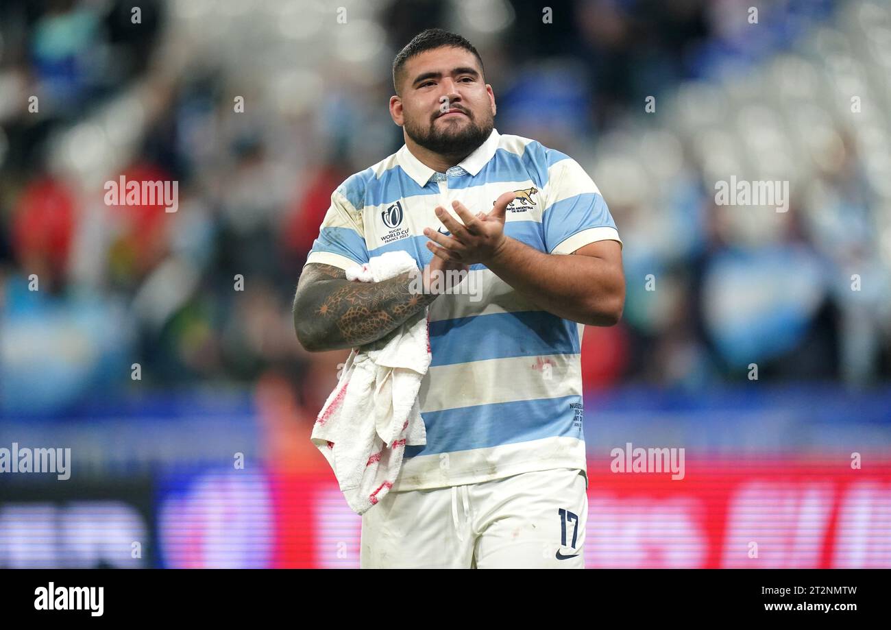 Argentina's Joel Sclavi reacts after the Rugby World Cup 2023 semi ...