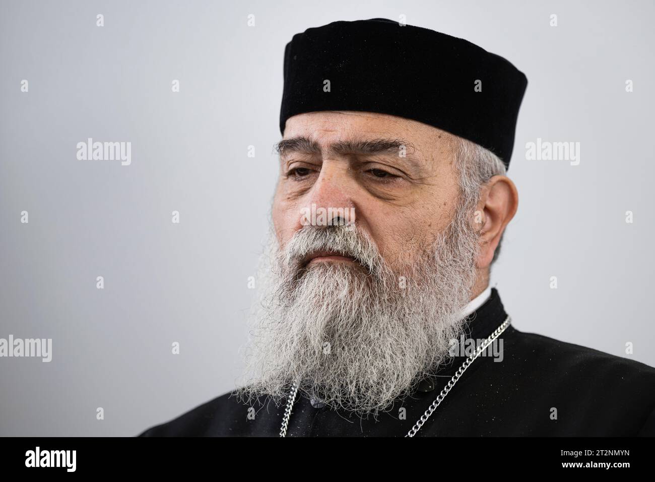 Turin, Italy. 20 October 2023. Naaman Rawik looks on during the visit ...