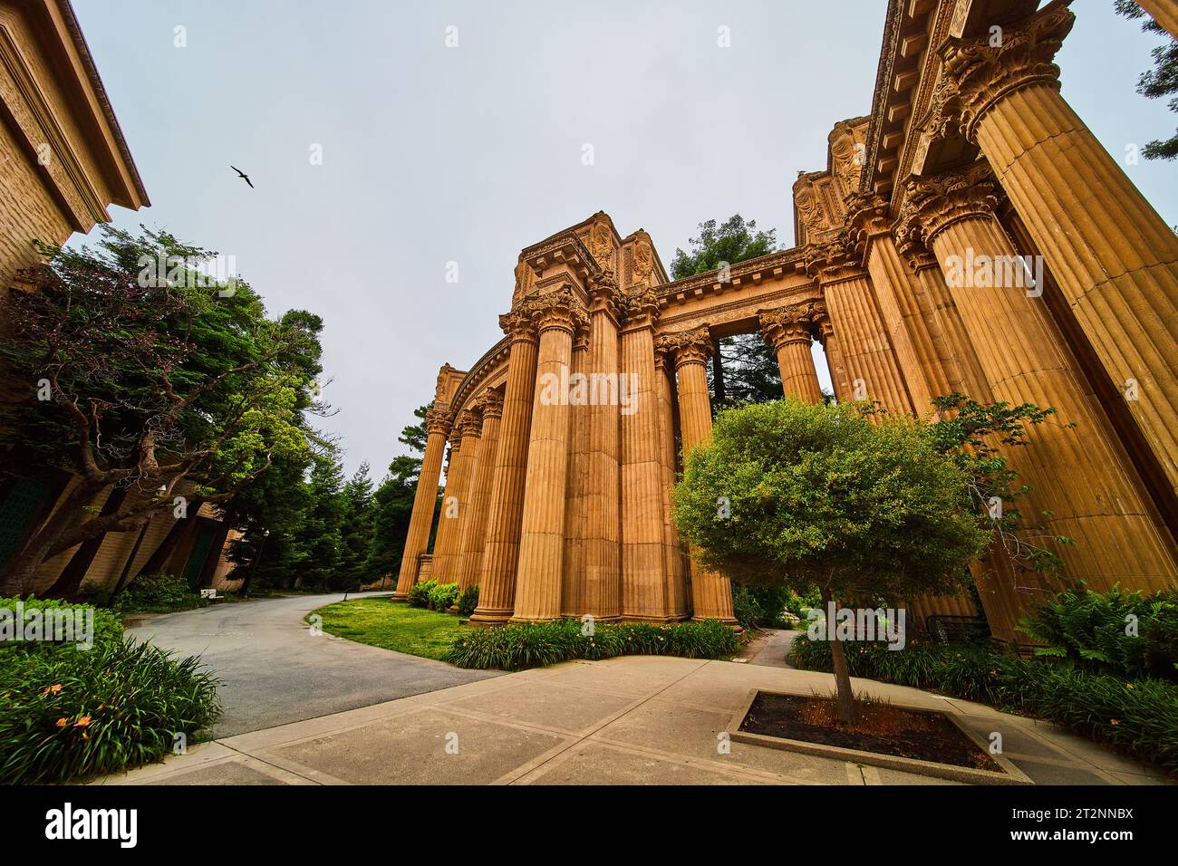 Ancient Roman architecture colonnade path through Palace of Fine Arts ...