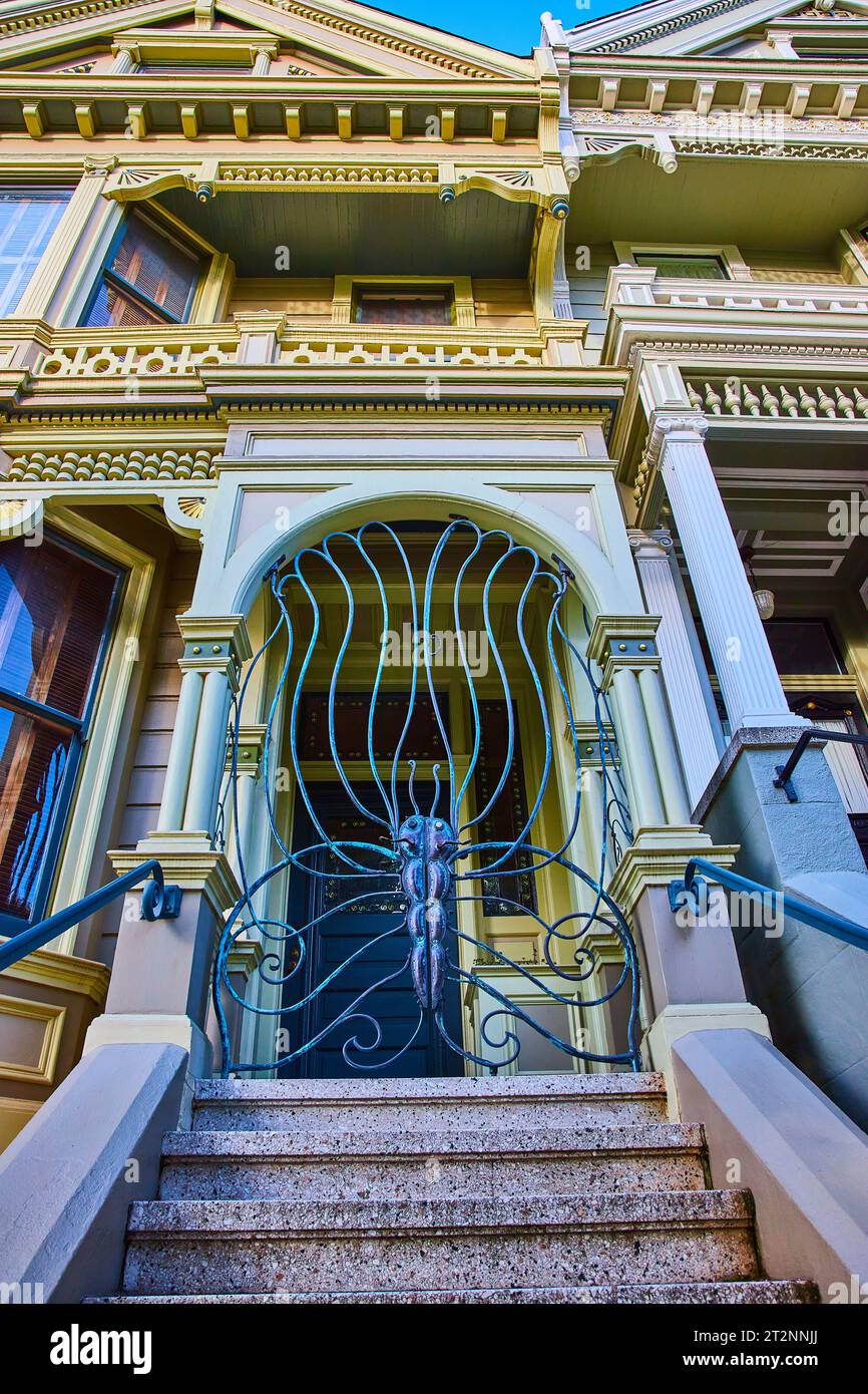 Fancy blue front gate like a dragonfly or butterfly on The Panted ...