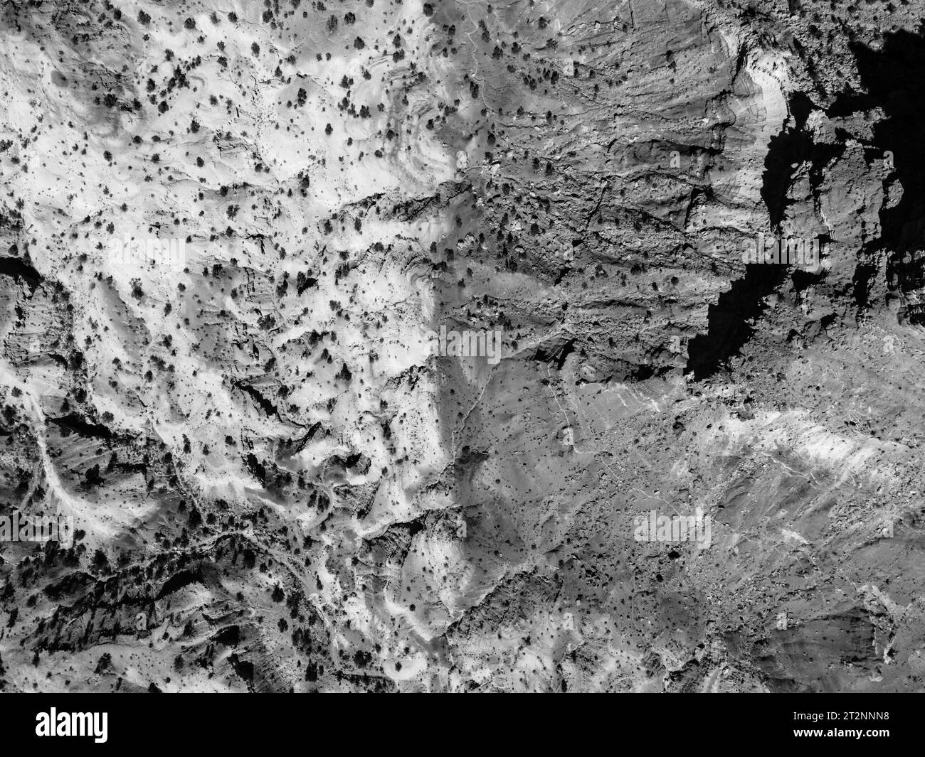Aerial photograph of Chimney Rock, a layered, eroded sandstone ...