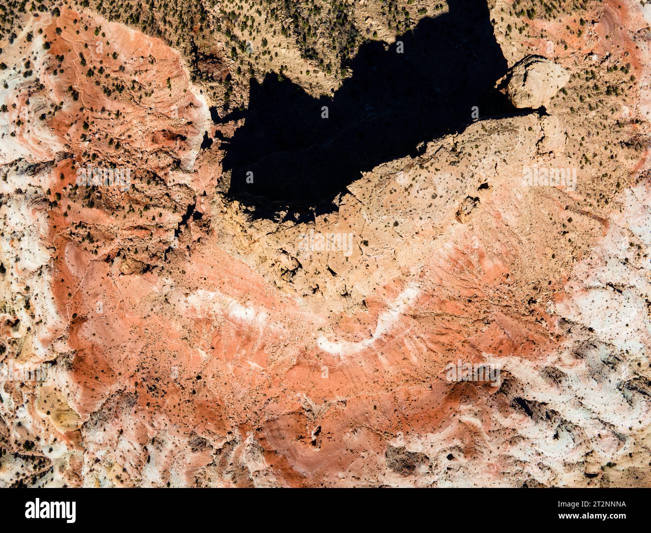 Aerial photograph of Chimney Rock, a layered, eroded sandstone ...