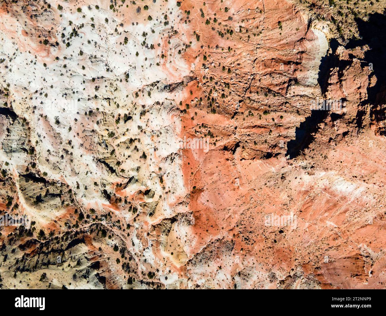 Aerial photograph of Chimney Rock, a layered, eroded sandstone ...