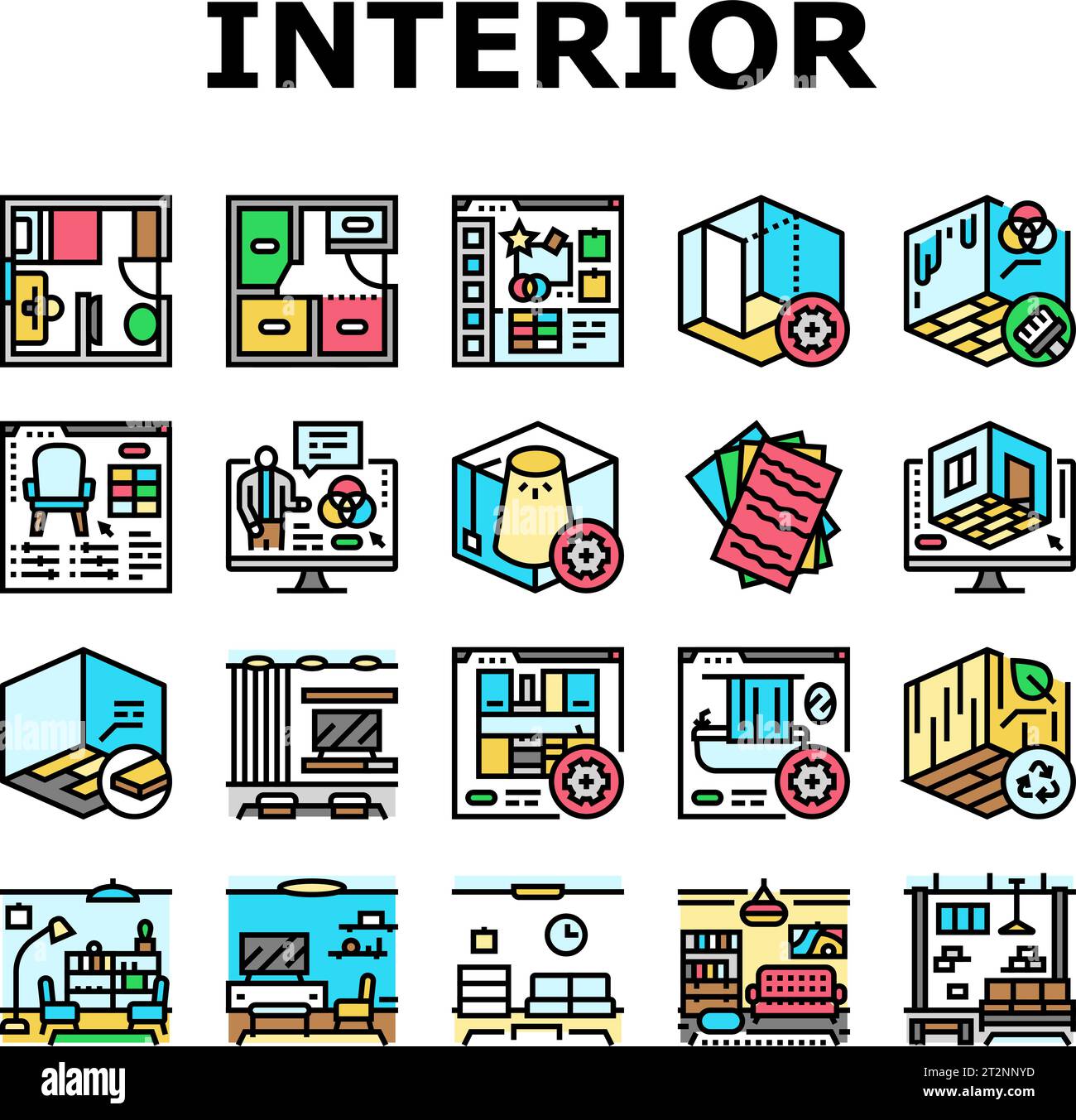 interior designer office icons set vector Stock Vector Image & Art - Alamy