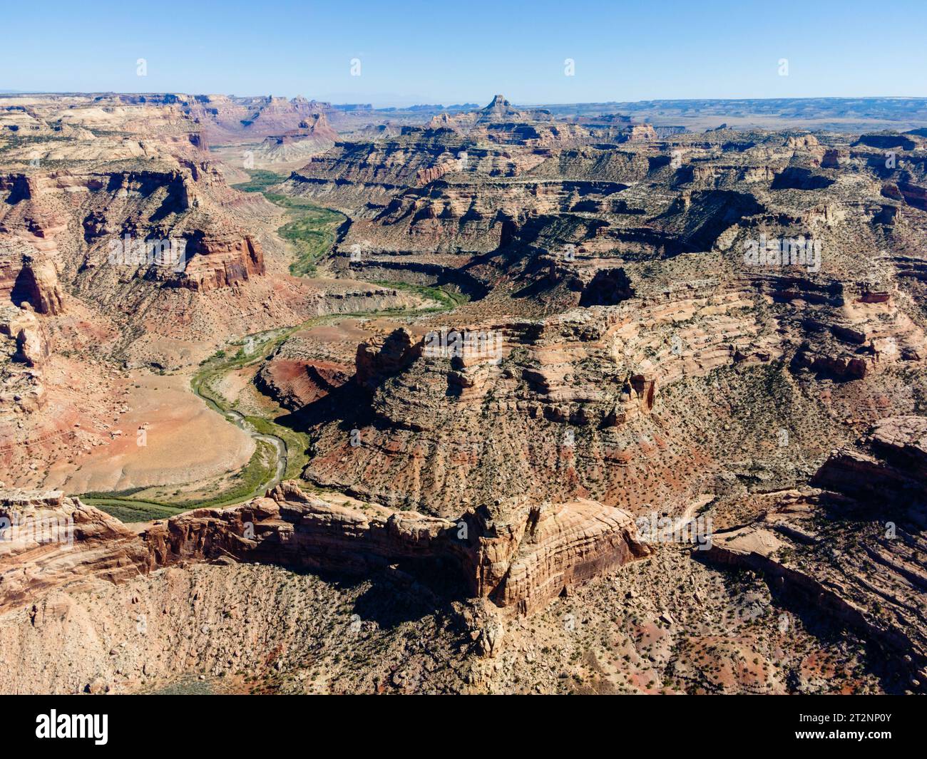 Aerial photograph from The Wedge, overlooking the San Rafael River ...