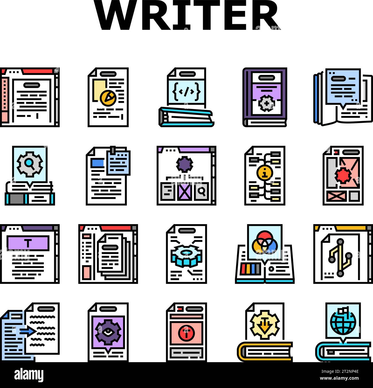 technical writer doc icons set vector Stock Vector Image & Art - Alamy