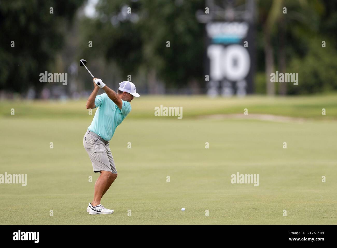 Chase Koepka of Smash GC plays an approach shot on the tenth hole ...