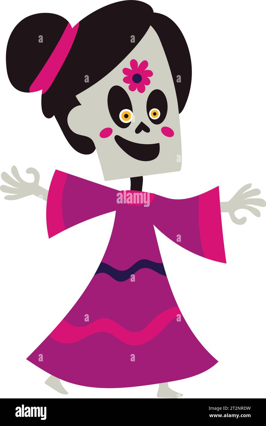 dia de los muertos woman skeleton vector isolated Stock Vector Image ...
