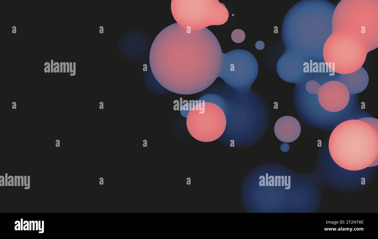 Abstract 3d fluid metaball shape with violet balls. Synthwave liquid ...