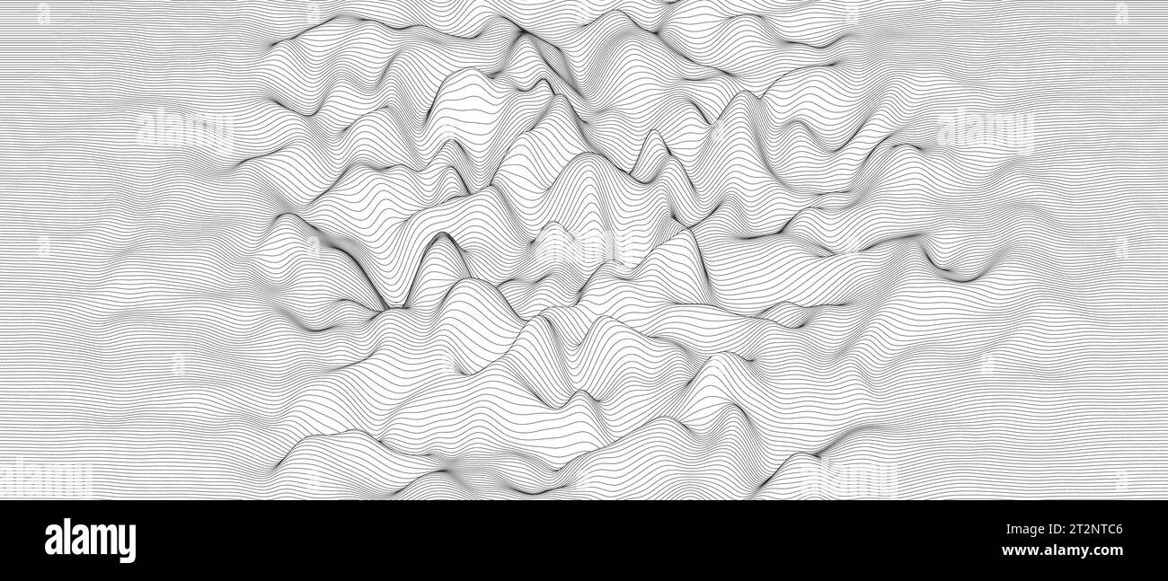 Monochrome sound line waves abstract background . Distorted line shapes ...