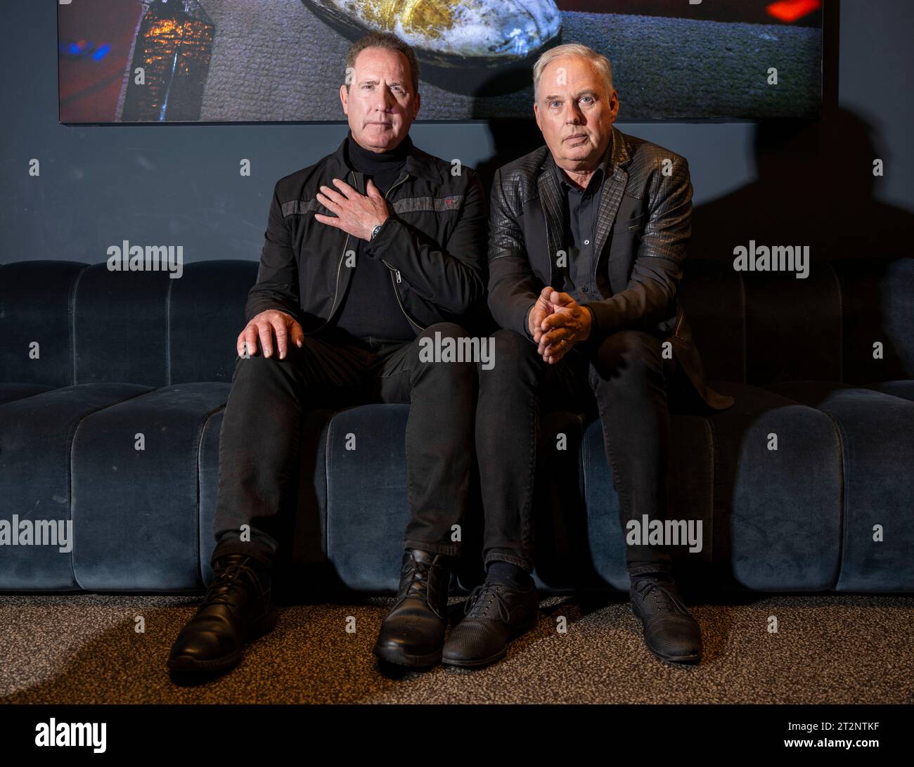 Berlin, Germany. 20th Oct, 2023. Andy McCluskey (l) and Paul Humphreys ...