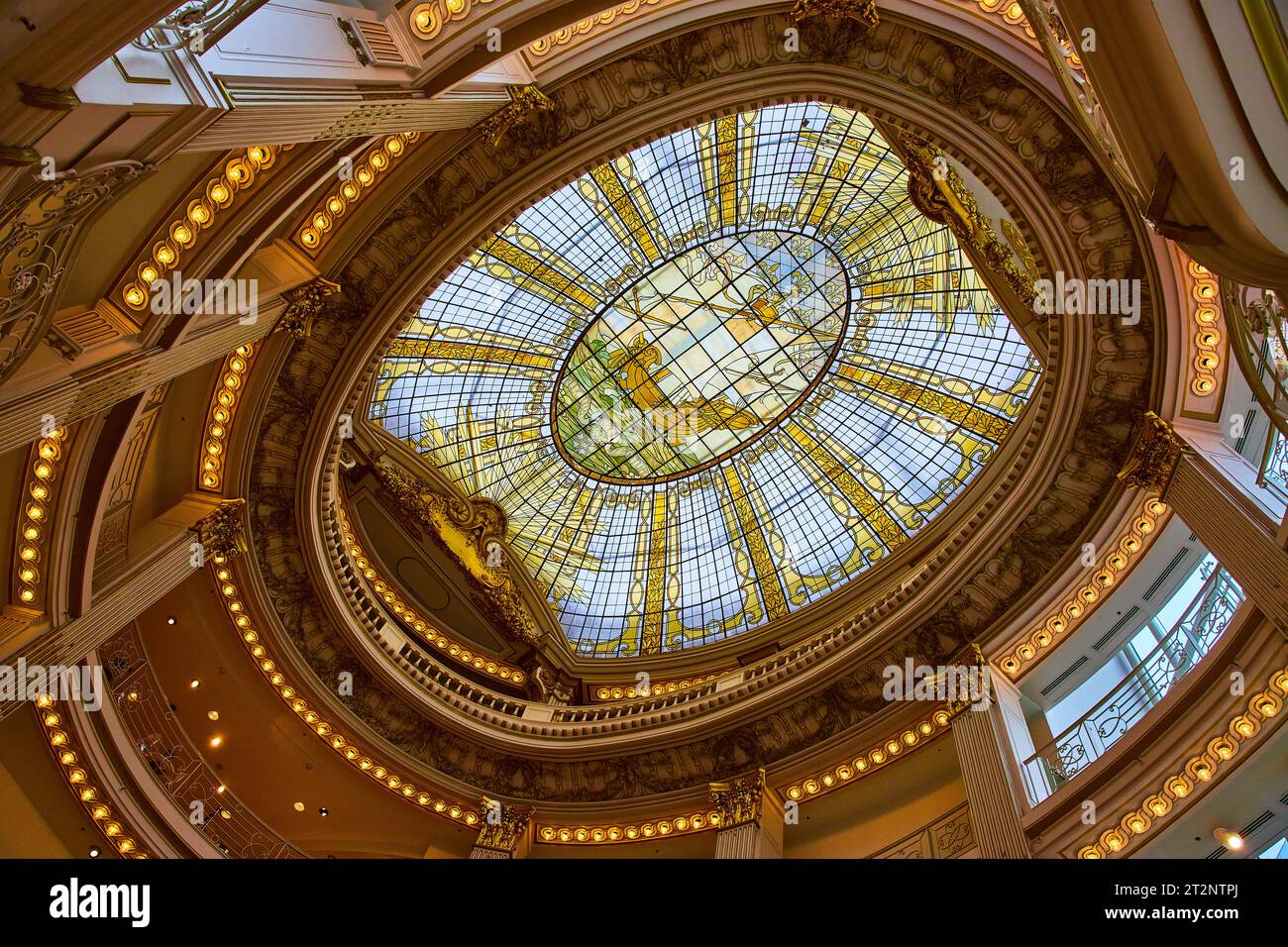 Fancy stained glass window mosaic on glass ceiling of Rotunda Stock ...