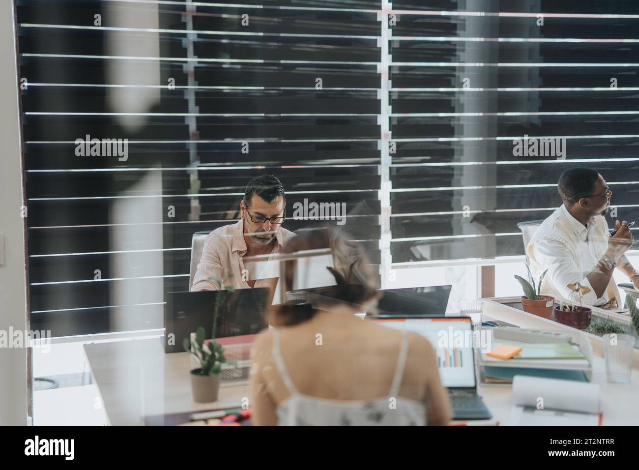Three coworkers analyzing data hi-res stock photography and images - Alamy
