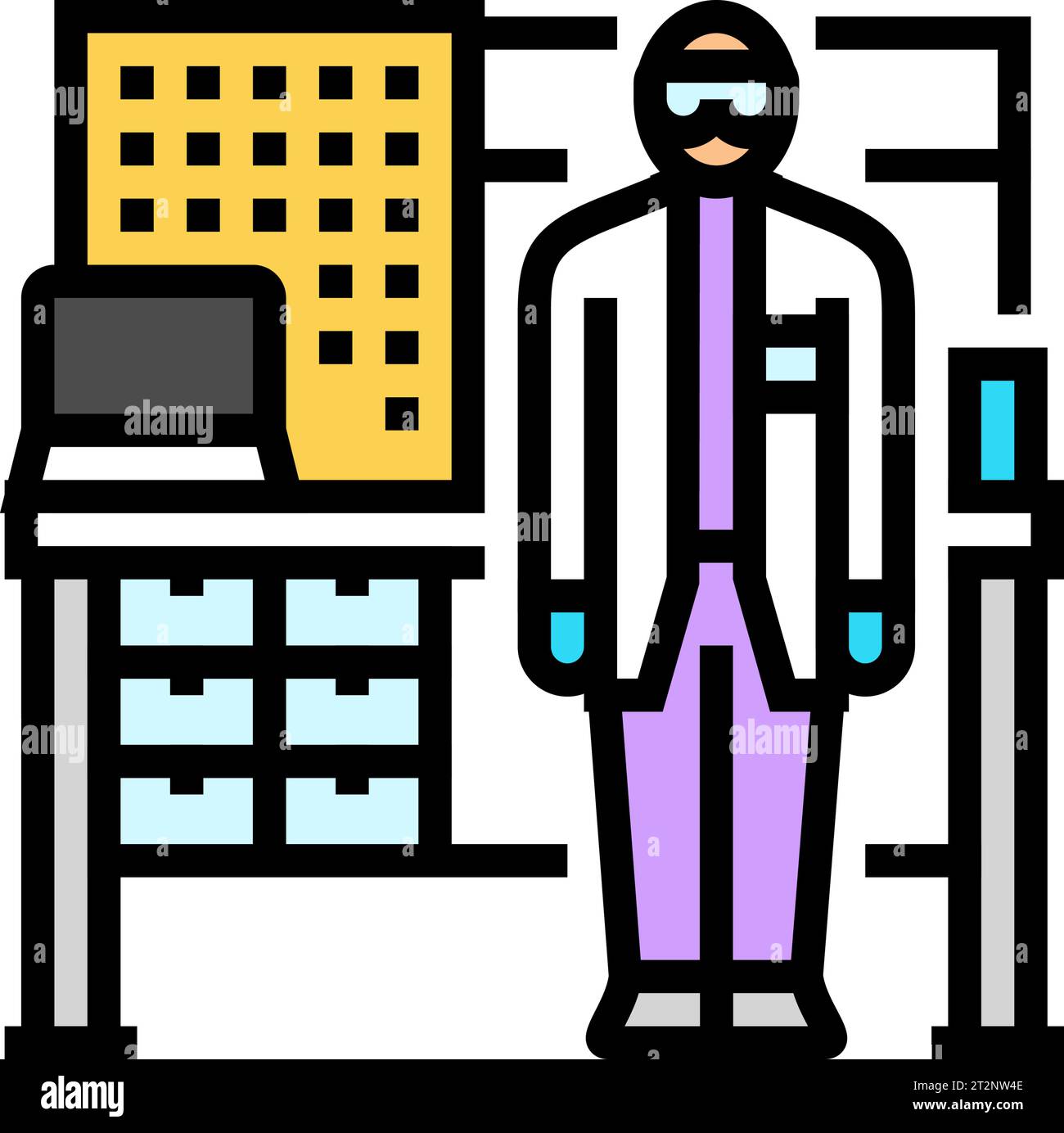 medical technologist at workbench color icon vector illustration Stock ...