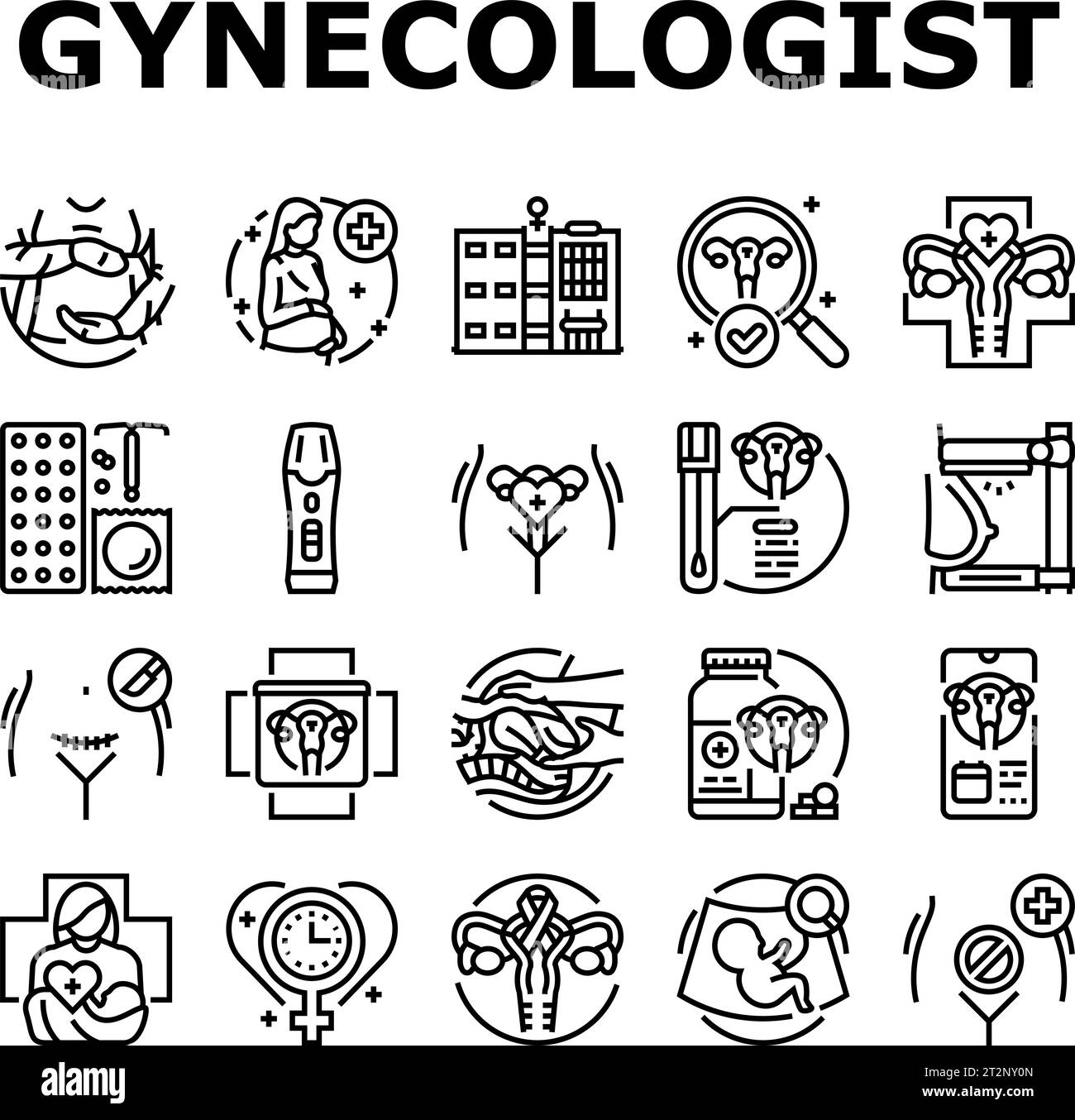 gynecologist doctor woman patient icons set vector Stock Vector Image & Art - Alamy