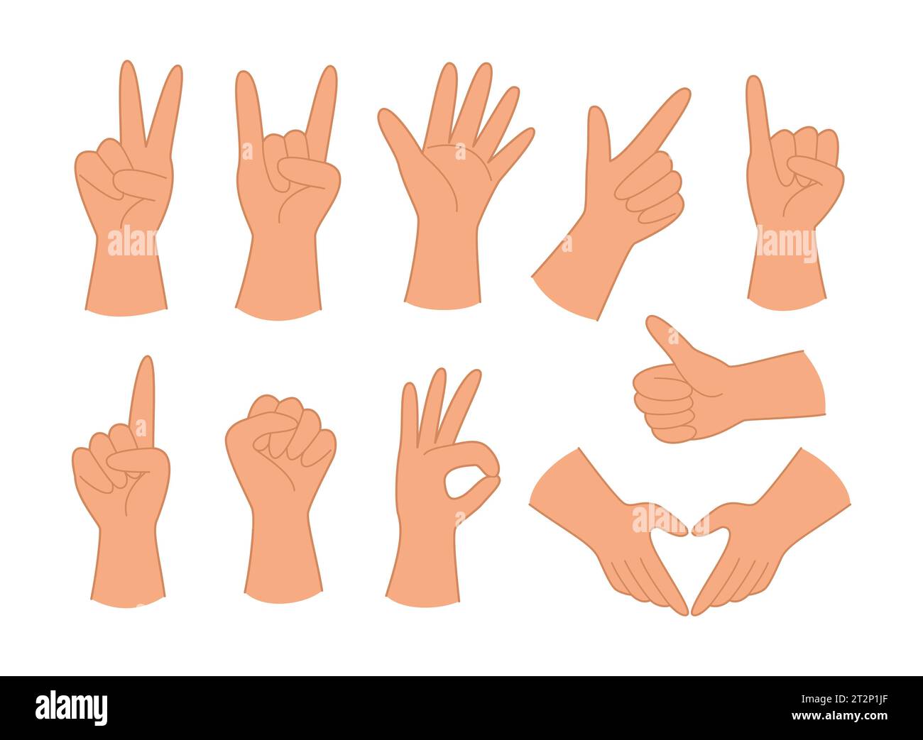 Set of Hands Showing Different Gestures for Signal Language Concept Illustration Stock Vector ...