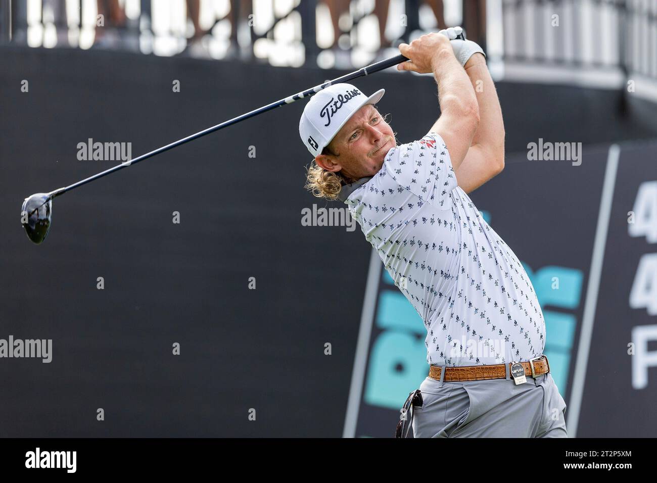 Captain Cameron Smith, of Ripper GC, hits from the third tee during the ...