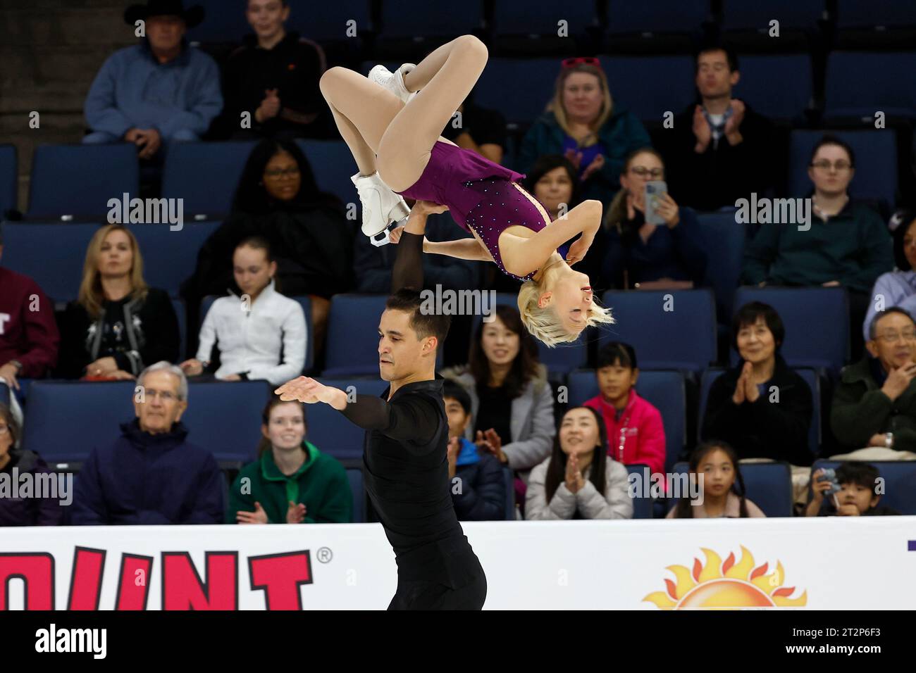 Chelsea Liu and Balazs Nagy, of the United States, compete in the pairs ...