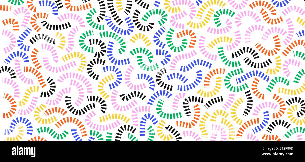 Colorful doodle pattern. Funny vibrant pattern. Colorful curved lines ...