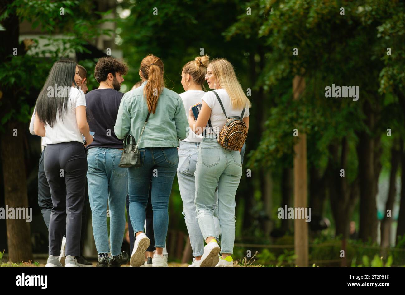 Group of students walking together to their school Stock Photo - Alamy