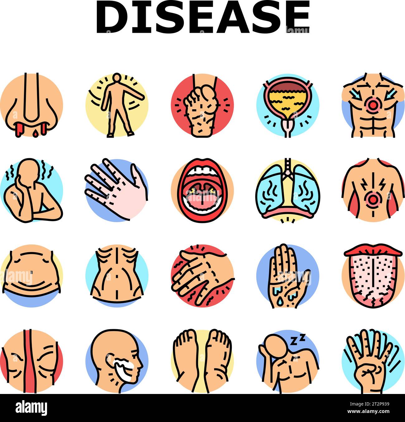disease symptom health icons set vector Stock Vector Image & Art - Alamy