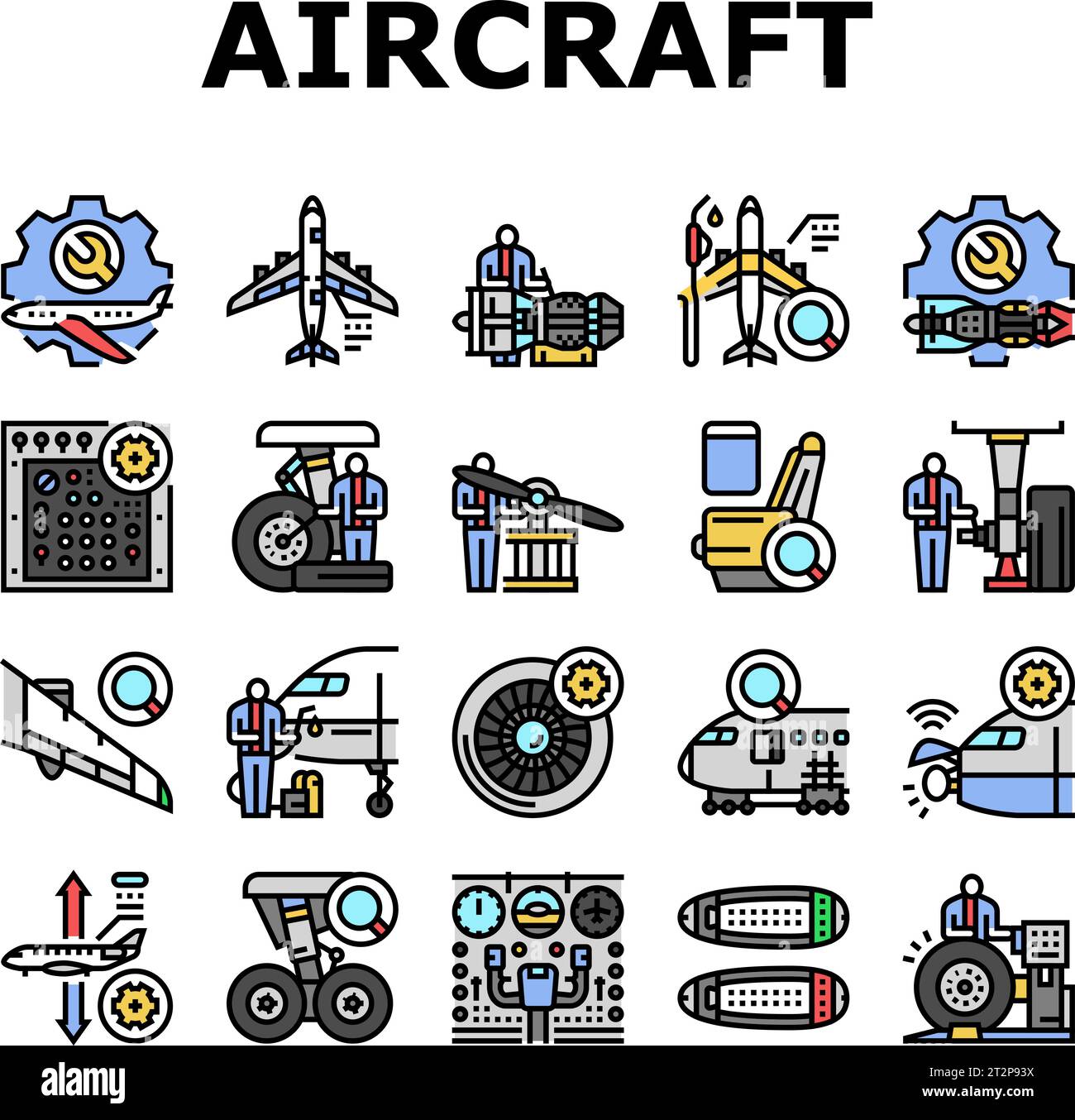 aircraft mechanic icons set vector Stock Vector Image & Art - Alamy