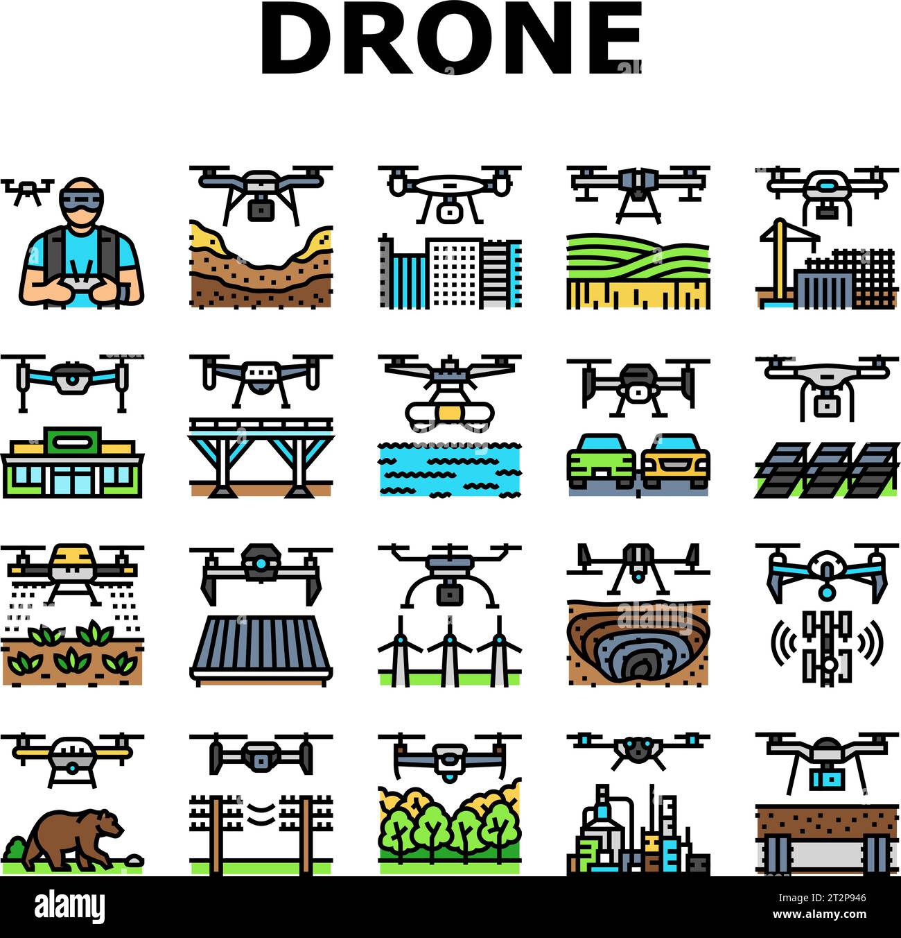 drone commercial use icons set vector Stock Vector Image & Art - Alamy