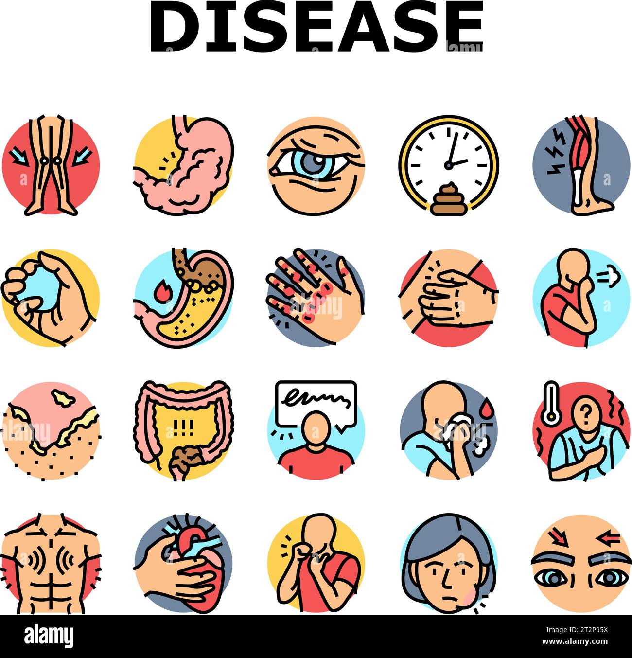 disease symptom health icons set vector Stock Vector Image & Art - Alamy
