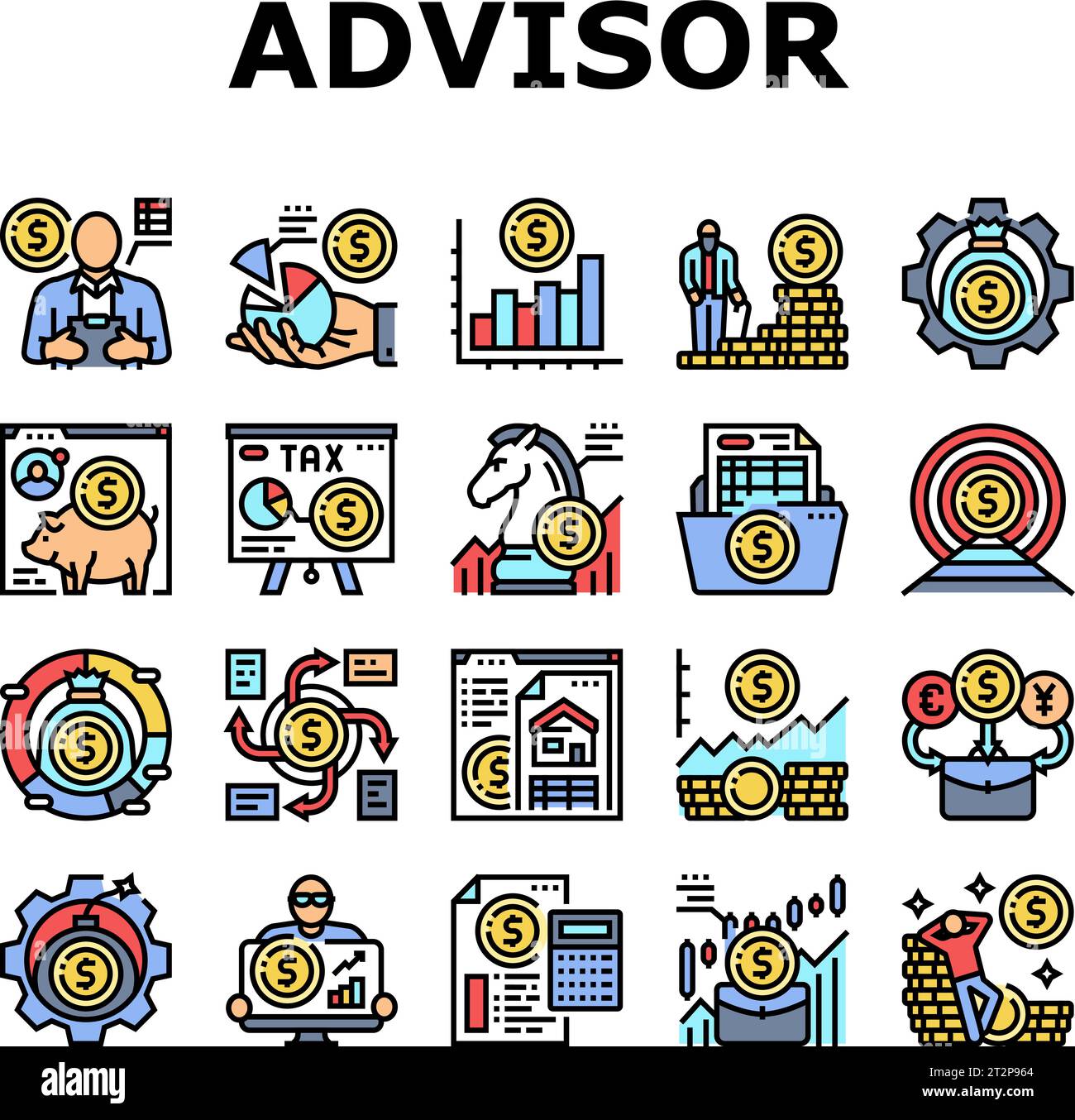 financial advisor meeting icons set vector Stock Vector Image & Art - Alamy