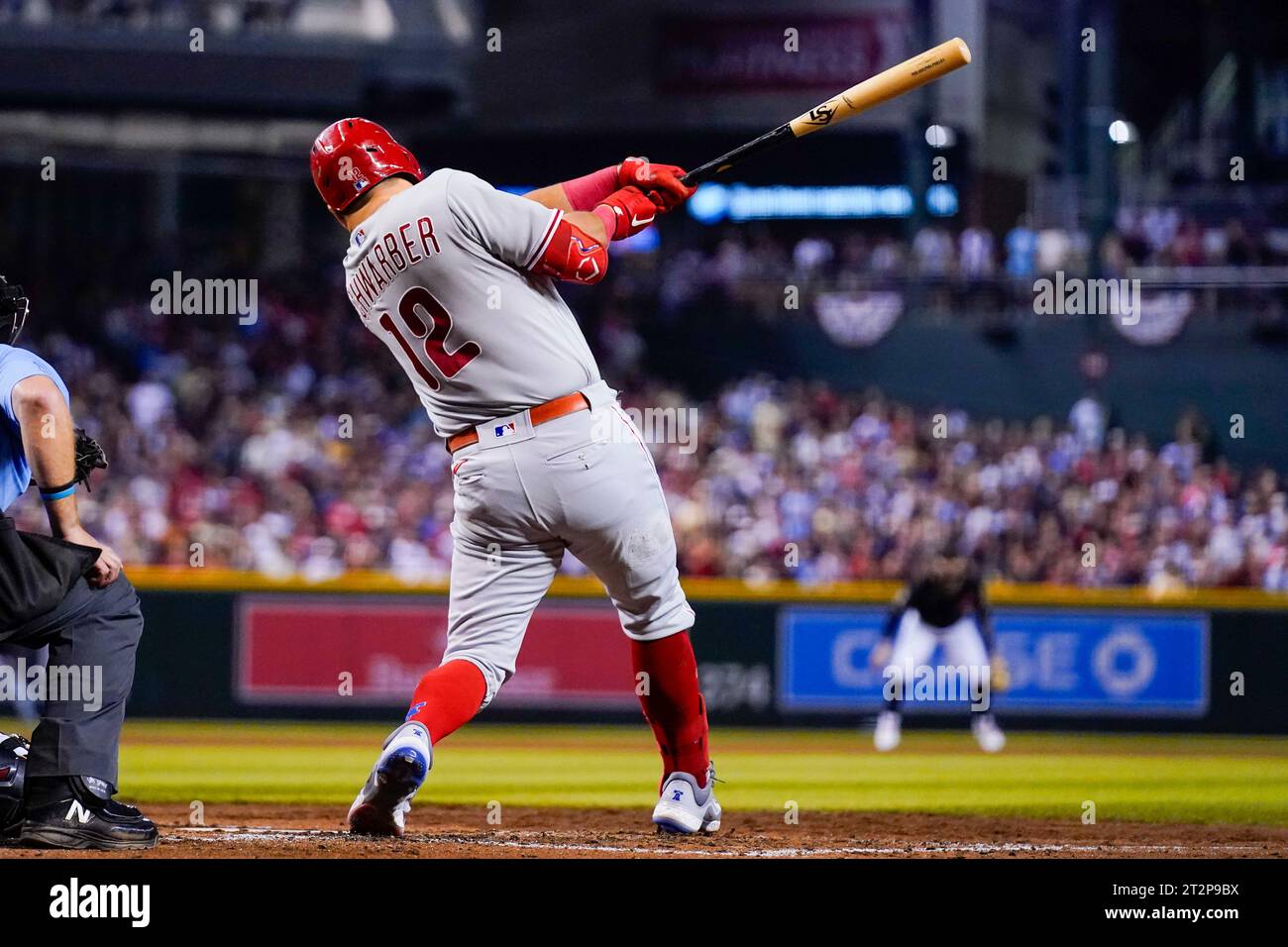 Philadelphia Phillies' Kyle Schwarber hits a home run against the ...