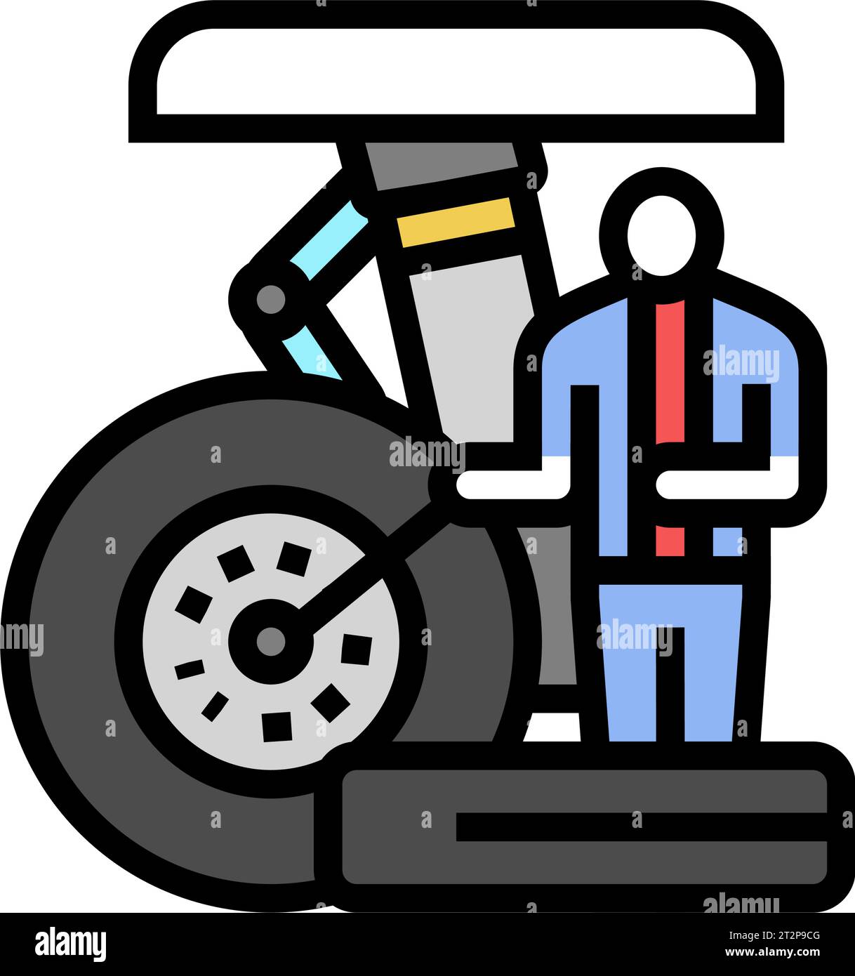 tire replacement aircraft color icon vector illustration Stock Vector ...