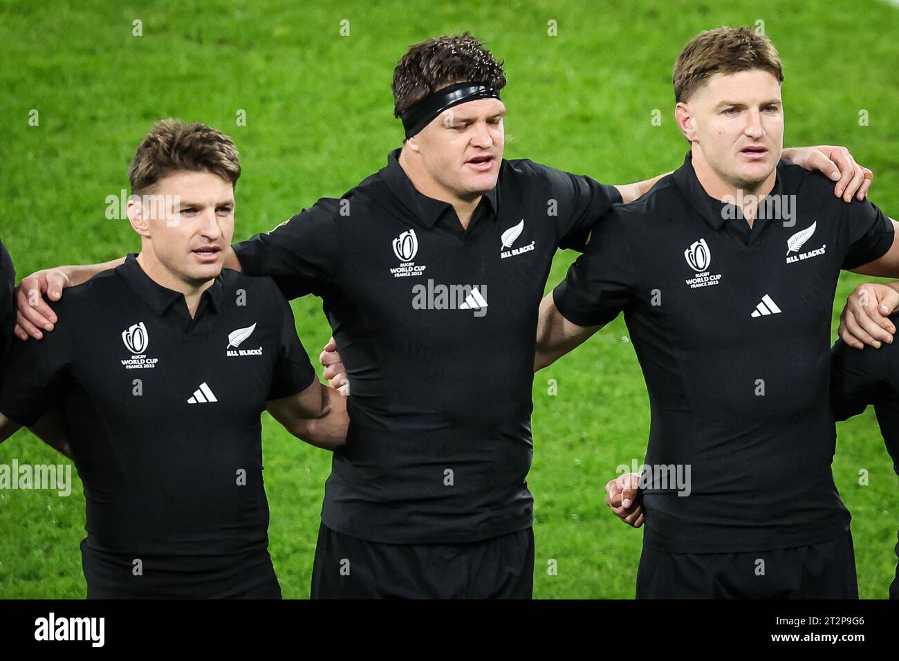 Beauden BARRETT of New Zealand, Scott BARRETT of New Zealand and Jordie ...