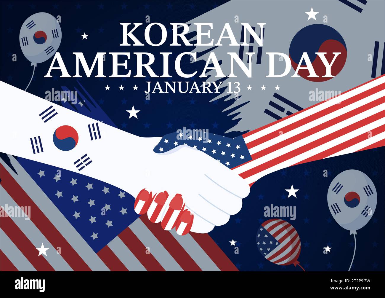 Korean American Day Vector Illustration on January 13 with USA and ...
