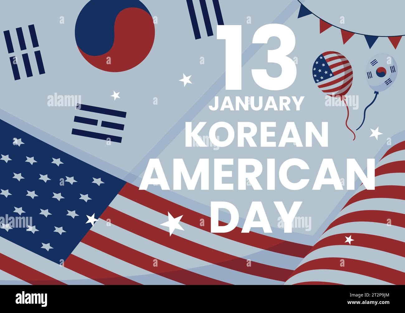 Korean American Day Vector Illustration on January 13 with USA and ...