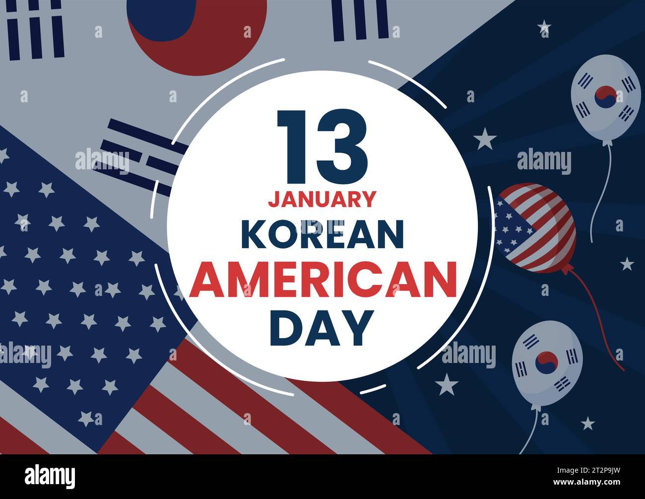 Korean American Day Vector Illustration on January 13 with USA and ...