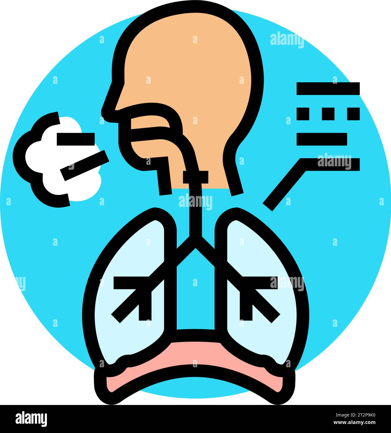 persistent hiccups disease symptom color icon vector illustration Stock ...