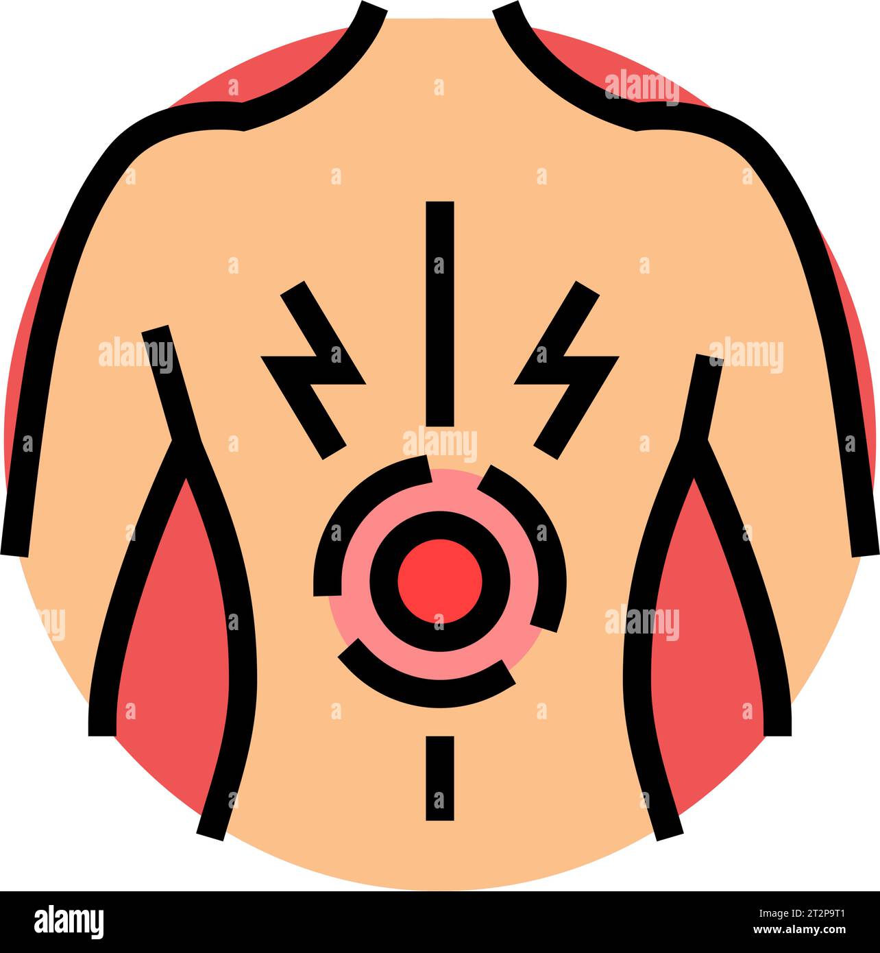 persistent back pain disease symptom color icon vector illustration ...