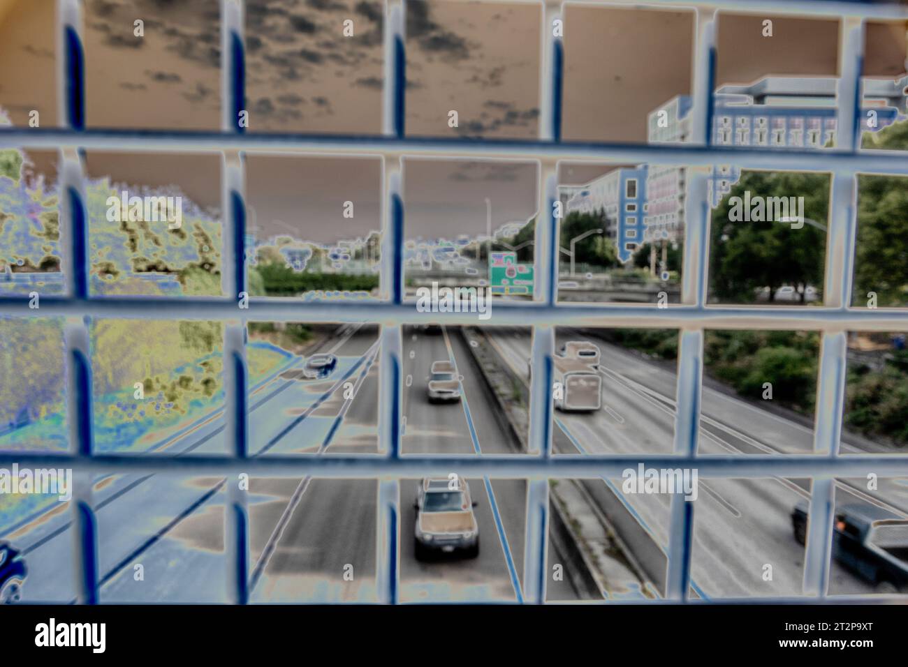 Grating over highways Stock Photo - Alamy