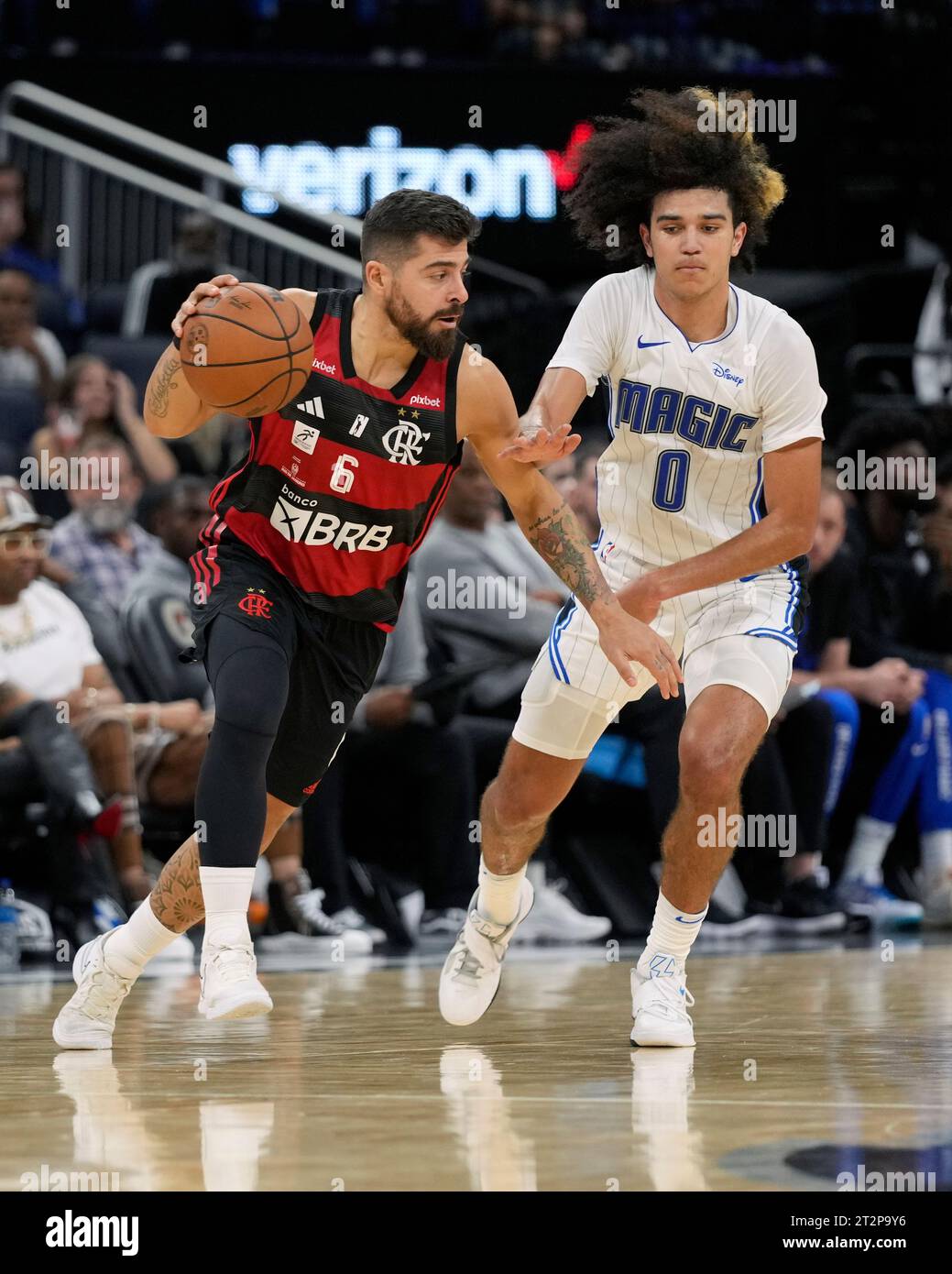Brazil Flamengo's Franco Balbi (6) moves around Orlando Magic's Anthony ...