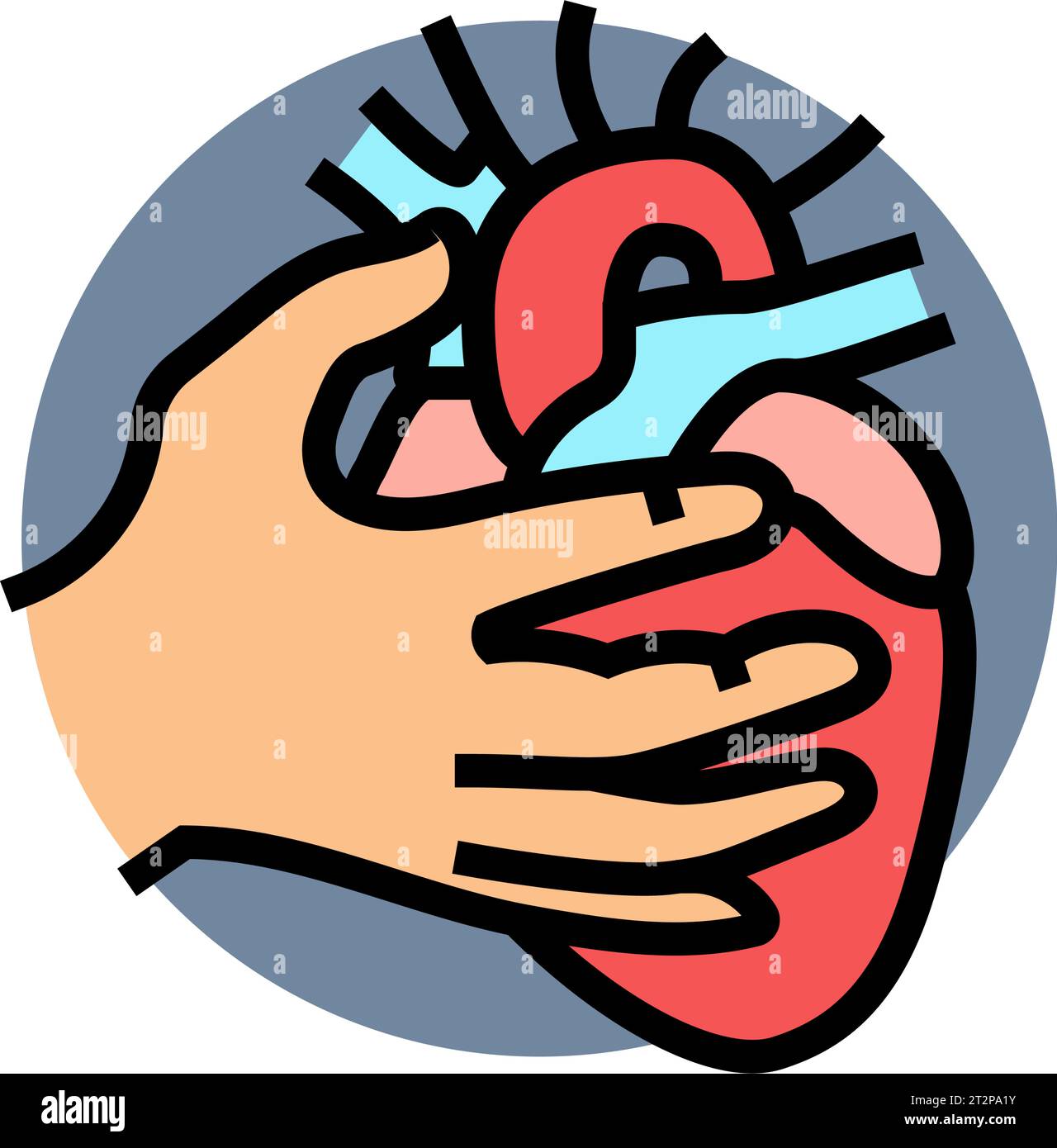 chronic heart palpitations disease symptom color icon vector ...