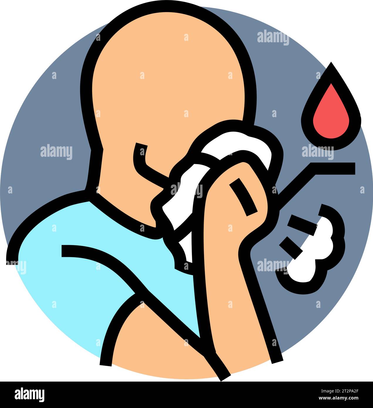 persistent cough blood disease symptom color icon vector illustration ...