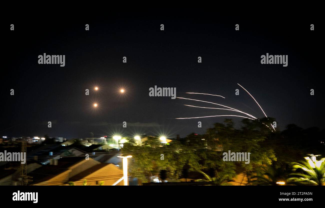 Netivot, Israel. 20th Oct, 2023. Israel's Iron Dome anti-missile system ...