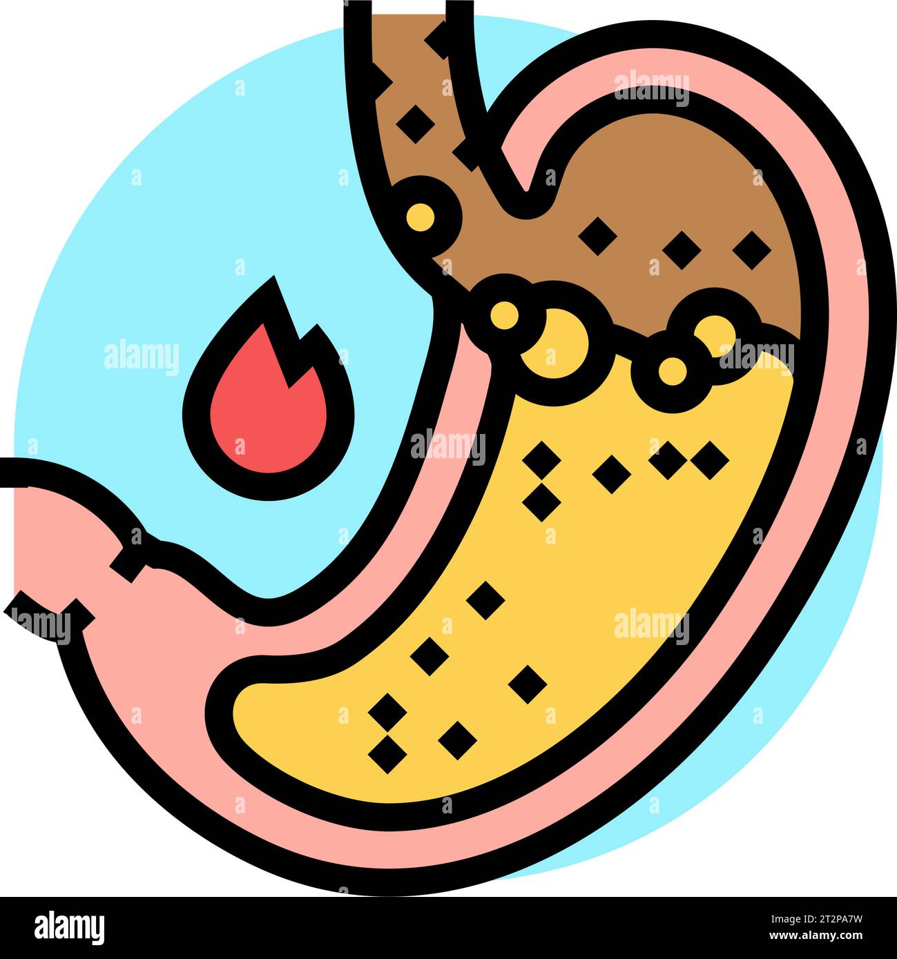 persistent heartburn disease symptom color icon vector illustration ...