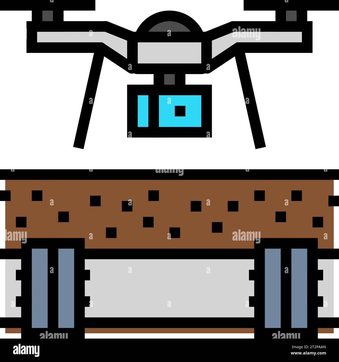 Pipeline Inspection Drone Color Icon Vector Illustration Stock Vector