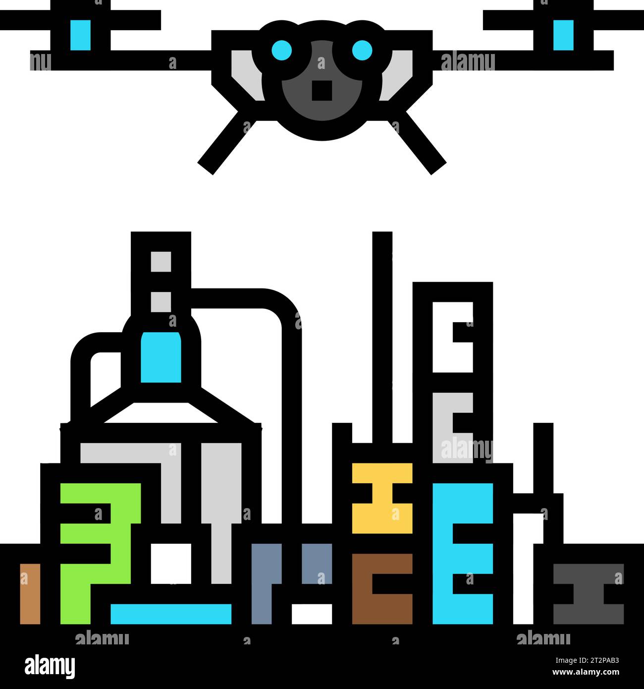 oil and gas inspection drone color icon vector illustration Stock ...
